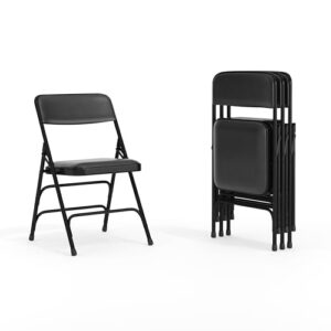 flash furniture hercules series metal folding chairs for parties and weddings, commercial event chairs with padded seats, 300-lb. static weight capacity, set of 4, black