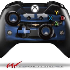 WraptorSkinz Decal Style Vinyl Skin Wrap compatible with XBOX One Original Wireless Controller 2010 Chevy Camaro Aqua - White Stripes on Black - (CONTROLLER NOT INCLUDED)