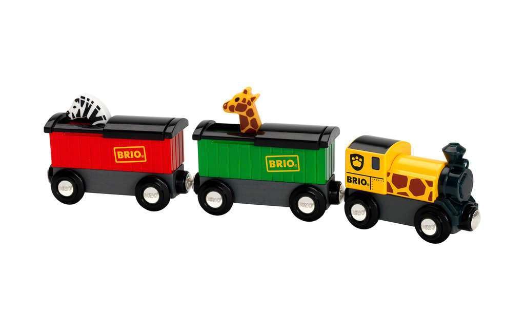 BRIO World - 33722 Safari Train | Interactive Toy Train Set for Kids Age 3 and Up | Environmentally Conscious | Engine and Animal Wagons Included