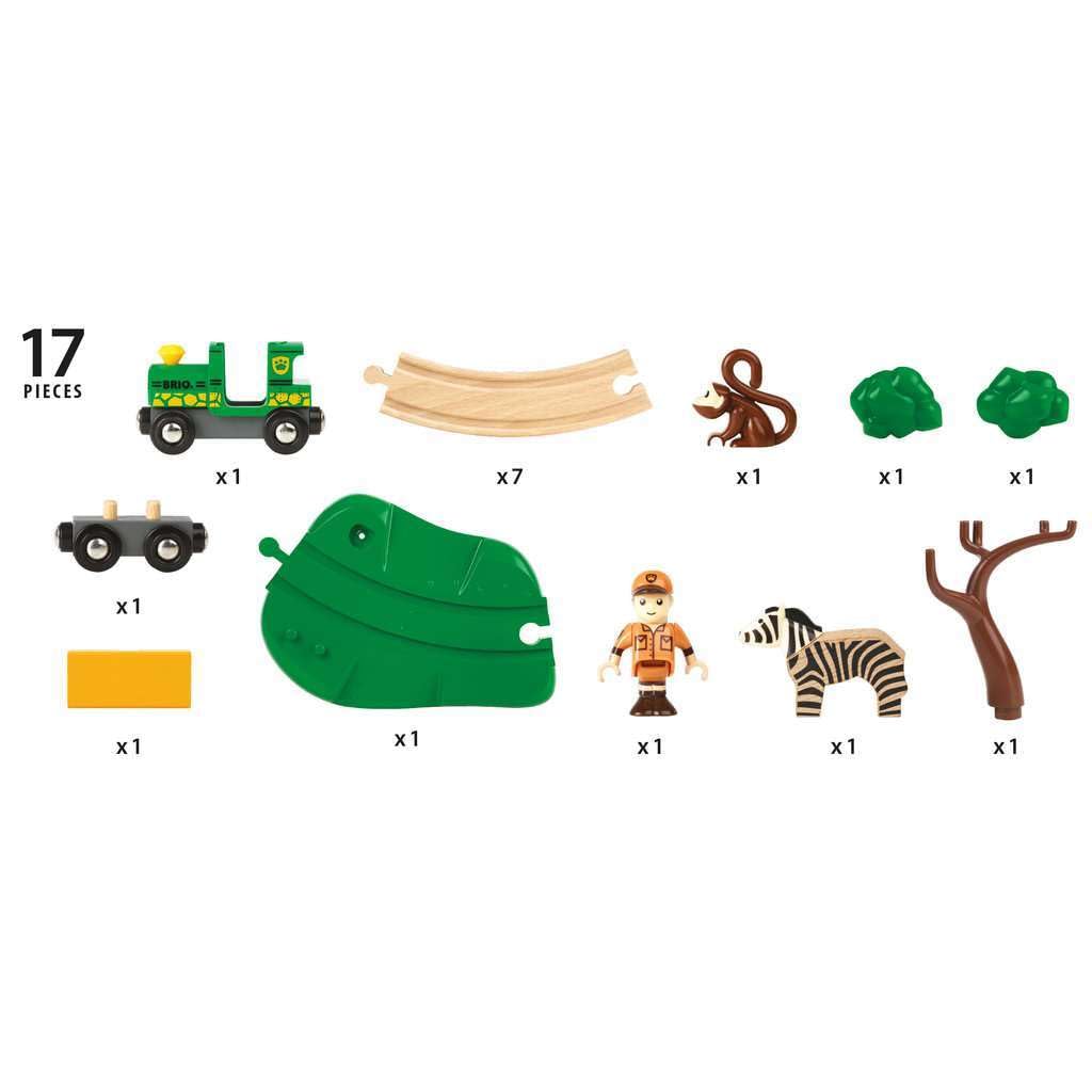 BRIO World - 33720 Safari Railway Set - Imaginitive Wooden Toy Train Set for Toddlers | Creative Play | Expansion Compatible |Safety Tested | Ideal for Kids Age 3 and Up