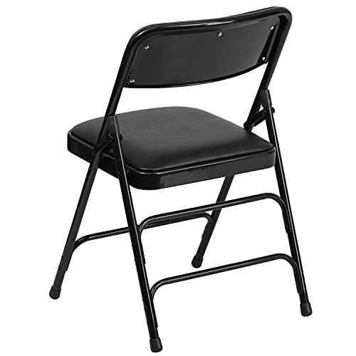 Flash Furniture Hercules Series Metal Folding Chairs for Parties and Weddings, Commercial Event Chairs with Padded Seats, 300-lb. Static Weight Capacity, Set of 4, Black