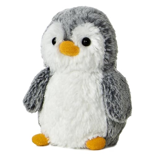 Aurora® Playful Pompom Penguin™ Mini Stuffed Animal - Vibrant Companions - Endless Fun - Gray 6 Inches