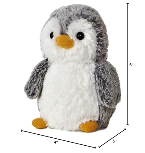 Aurora® Playful Pompom Penguin™ Mini Stuffed Animal - Vibrant Companions - Endless Fun - Gray 6 Inches