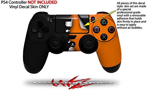 WraptorSkinz Skin Compatible with Sony PS4 Dualshock Controller PlayStation 4 Original Slim and Pro Ripped Colors Black Orange (Controller NOT Included)