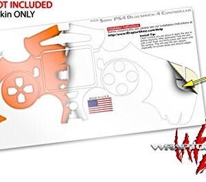 WraptorSkinz Skin Compatible with Sony PS4 Dualshock Controller PlayStation 4 Original Slim and Pro Ripped Colors Orange White (Controller NOT Included)