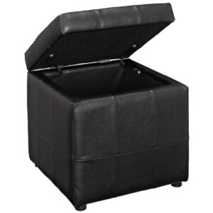 Modway Volt Tufted Faux Leather Square Storage Ottoman Cube In Black