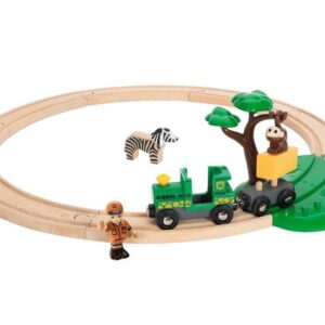 BRIO World - 33720 Safari Railway Set - Imaginitive Wooden Toy Train Set for Toddlers | Creative Play | Expansion Compatible |Safety Tested | Ideal for Kids Age 3 and Up