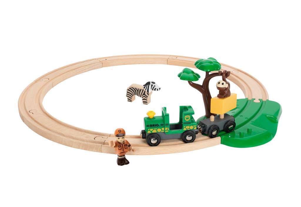 BRIO World - 33720 Safari Railway Set - Imaginitive Wooden Toy Train Set for Toddlers | Creative Play | Expansion Compatible |Safety Tested | Ideal for Kids Age 3 and Up