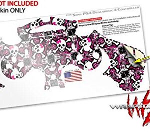 WraptorSkinz Vinyl Decal Skin Compatible with Sony PS4 Controller PlayStation 4 Original Slim and Pro Splatter Girly Skull Pink (Controller NOT Included)