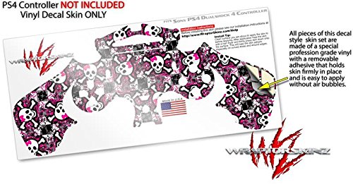 WraptorSkinz Vinyl Decal Skin Compatible with Sony PS4 Controller PlayStation 4 Original Slim and Pro Splatter Girly Skull Pink (Controller NOT Included)