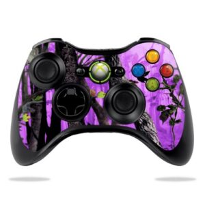 mightyskins skin compatible with microsoft xbox 360 controller - purple tree camo | protective, durable, and unique vinyl decal wrap cover | easy to apply, remove, and change styles | made in the usa