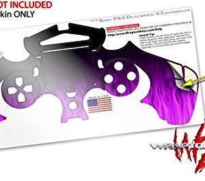 WraptorSkinz Skin Compatible with Sony PS4 Dualshock Controller Playstation 4 Original Slim and Pro Fire Purple (Controller NOT Included)