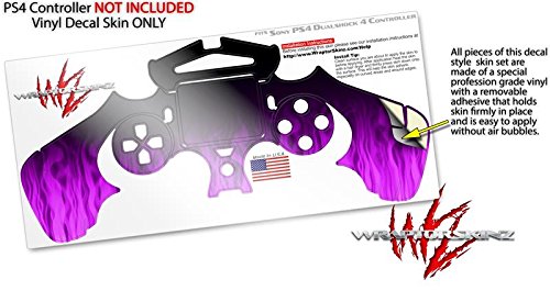 WraptorSkinz Skin Compatible with Sony PS4 Dualshock Controller Playstation 4 Original Slim and Pro Fire Purple (Controller NOT Included)