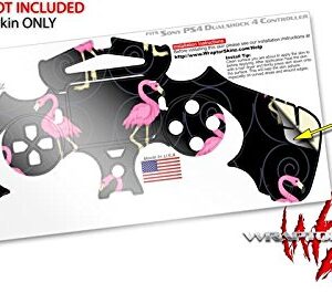 WraptorSkinz Skin Compatible with Sony PS4 Dualshock Controller PlayStation 4 Original Slim and Pro Flamingos on Black (Controller NOT Included)