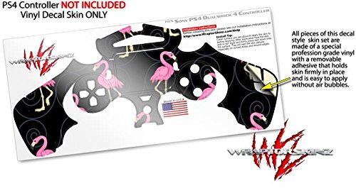 WraptorSkinz Skin Compatible with Sony PS4 Dualshock Controller PlayStation 4 Original Slim and Pro Flamingos on Black (Controller NOT Included)