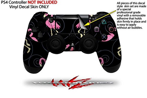 WraptorSkinz Skin Compatible with Sony PS4 Dualshock Controller PlayStation 4 Original Slim and Pro Flamingos on Black (Controller NOT Included)