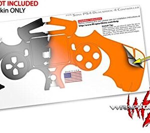 WraptorSkinz Skin Compatible with Sony PS4 Dualshock Controller PlayStation 4 Original Slim and Pro Ripped Colors Black Orange (Controller NOT Included)