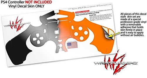 WraptorSkinz Skin Compatible with Sony PS4 Dualshock Controller PlayStation 4 Original Slim and Pro Ripped Colors Black Orange (Controller NOT Included)