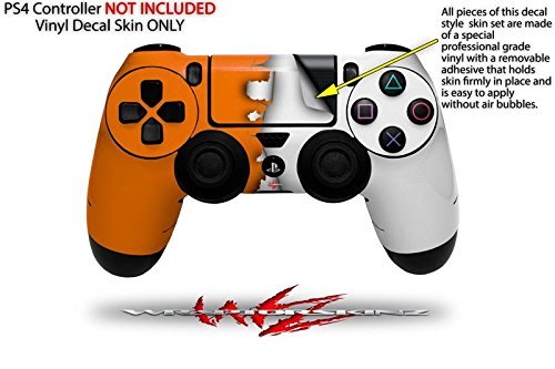 WraptorSkinz Skin Compatible with Sony PS4 Dualshock Controller PlayStation 4 Original Slim and Pro Ripped Colors Orange White (Controller NOT Included)