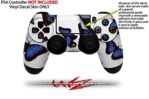 WraptorSkinz Skin Compatible with Sony PS4 Dualshock Controller PlayStation 4 Original Slim and Pro Butterflies Blue (Controller NOT Included)