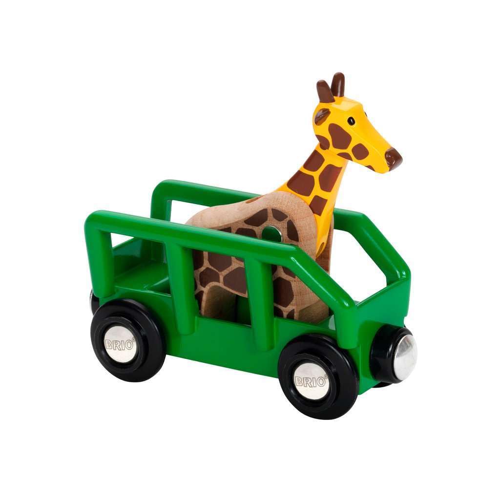 BRIO World - 33724 Giraffe and Wagon Set | Imaginative Play Toy Train Accessory for Kids | FSC-Certified Wood | Engineered for Toddlers 3 and Up, Green