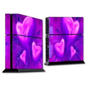 mightyskins skin compatible with sony playstation 4 ps4 console wrap sticker skins purple heart