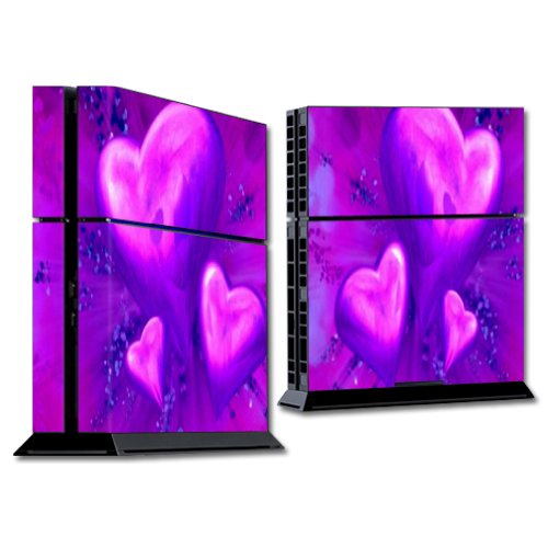 MightySkins Skin Compatible with Sony Playstation 4 PS4 Console wrap Sticker Skins Purple Heart