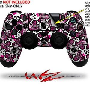 WraptorSkinz Vinyl Decal Skin Compatible with Sony PS4 Controller PlayStation 4 Original Slim and Pro Splatter Girly Skull Pink (Controller NOT Included)