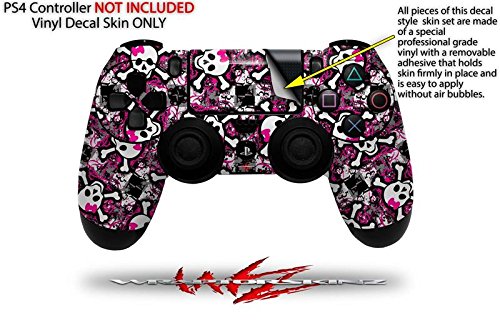 WraptorSkinz Vinyl Decal Skin Compatible with Sony PS4 Controller PlayStation 4 Original Slim and Pro Splatter Girly Skull Pink (Controller NOT Included)