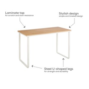 Safco Products Simple Design Table Desk with Sled Base, , Beech Top White Legs (1943BHWH)