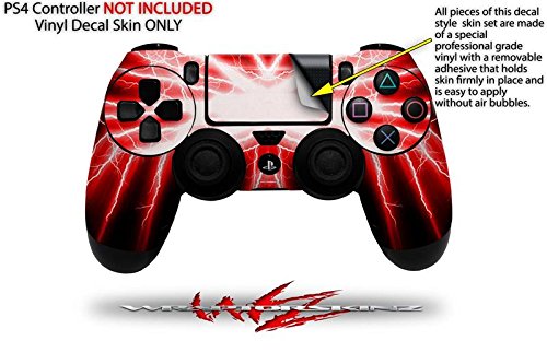 WraptorSkinz Skin Compatible with Sony PS4 Dualshock Controller PlayStation 4 Original Slim and Pro Lightning Red (Controller NOT Included)