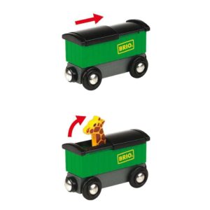 BRIO World - 33722 Safari Train | Interactive Toy Train Set for Kids Age 3 and Up | Environmentally Conscious | Engine and Animal Wagons Included