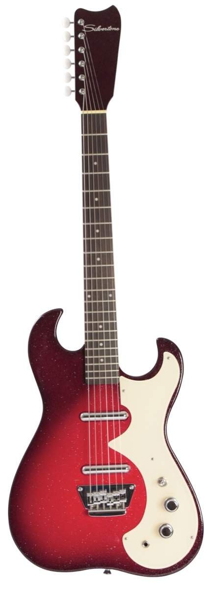 Silvertone Classic 1449-RSFB Solid-Body Electric Guitar, Red/Silver Flake Burst