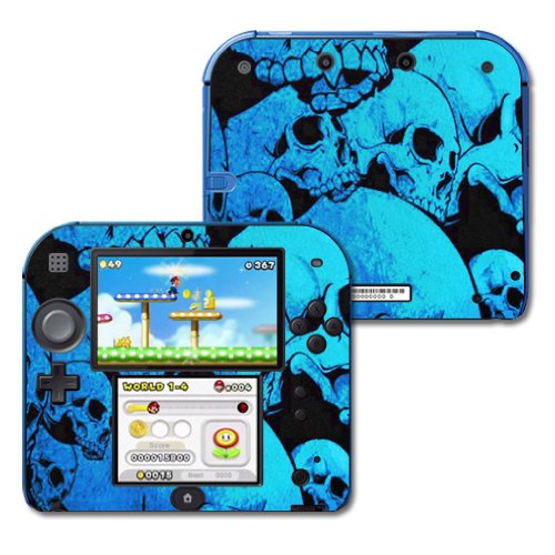 MightySkins Skin Compatible with Nintendo 2DS - Blue Skulls | Protective, Durable, and Unique Vinyl Decal wrap Cover | Easy to Apply, Remove, and Change Styles | Made in The USA