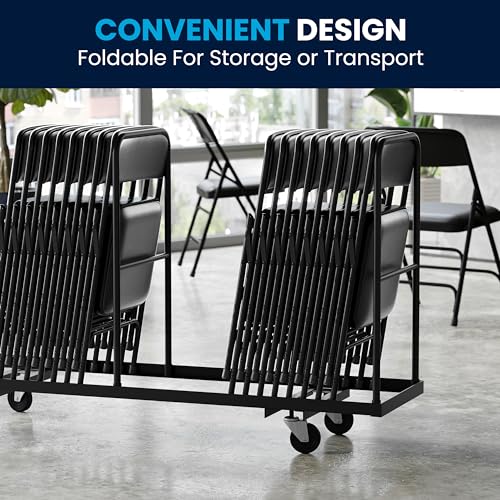 Flash Furniture Hercules Series Metal Folding Chairs for Parties and Weddings, Commercial Event Chairs with Padded Seats, 300-lb. Static Weight Capacity, Set of 4, Black