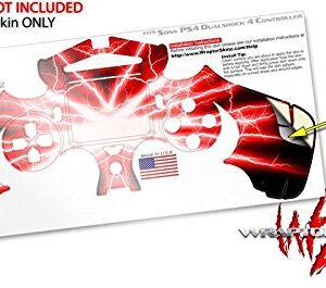 WraptorSkinz Skin Compatible with Sony PS4 Dualshock Controller PlayStation 4 Original Slim and Pro Lightning Red (Controller NOT Included)