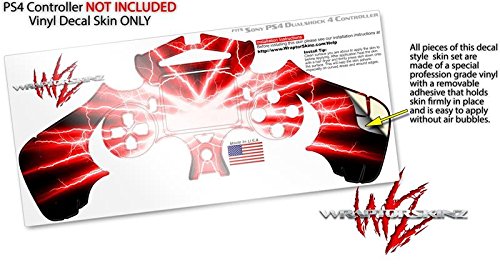 WraptorSkinz Skin Compatible with Sony PS4 Dualshock Controller PlayStation 4 Original Slim and Pro Lightning Red (Controller NOT Included)