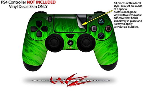 WraptorSkinz Skin compatible with Sony PS4 Dualshock Controller PlayStation 4 Original Slim and Pro Fire Green (CONTROLLER NOT INCLUDED)