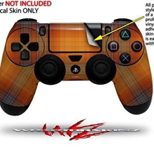 WraptorSkinz Skin Compatible with Sony PS4 Dualshock Controller PlayStation 4 Original Slim and Pro Plaid Pumpkin Orange (Controller NOT Included)