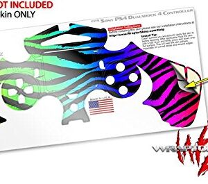 WraptorSkinz Vinyl Decal Skin Compatible with Sony PS4 Controller PlayStation 4 Original Slim and Pro Rainbow Zebra (Controller NOT Included)