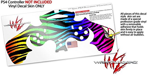 WraptorSkinz Vinyl Decal Skin Compatible with Sony PS4 Controller PlayStation 4 Original Slim and Pro Rainbow Zebra (Controller NOT Included)