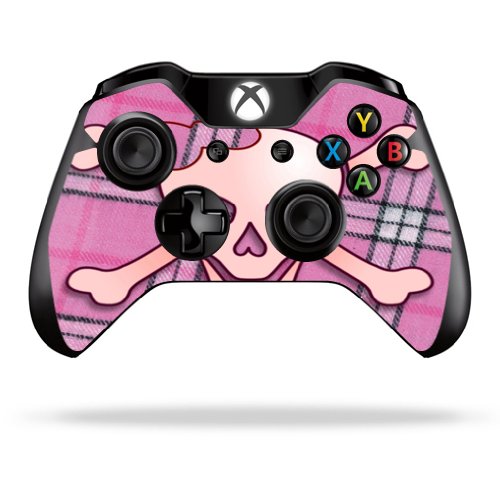 Protective Vinyl Skin Decal Skin Compatible with Microsoft Xbox One/One S Controller wrap Sticker Skins Pink Bow Skull