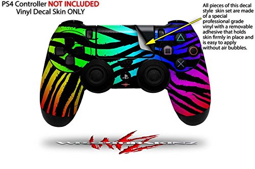 WraptorSkinz Vinyl Decal Skin Compatible with Sony PS4 Controller PlayStation 4 Original Slim and Pro Rainbow Zebra (Controller NOT Included)