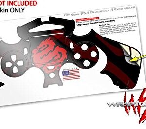 WraptorSkinz Skin Compatible with Sony PS4 Dualshock Controller PlayStation 4 Original Slim and Pro Oriental Dragon Red on Black (Controller NOT Included)