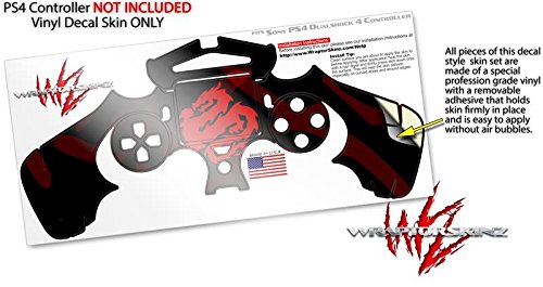 WraptorSkinz Skin Compatible with Sony PS4 Dualshock Controller PlayStation 4 Original Slim and Pro Oriental Dragon Red on Black (Controller NOT Included)