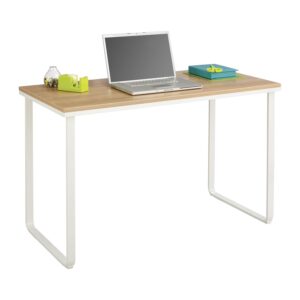 Safco Products Simple Design Table Desk with Sled Base, , Beech Top White Legs (1943BHWH)