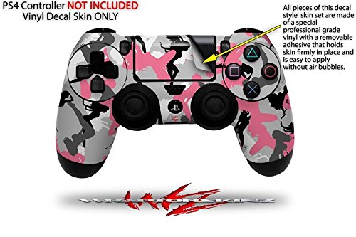 WraptorSkinz Skin Compatible with Sony PS4 Dualshock Controller PlayStation 4 Original Slim and Pro Sexy Girl Silhouette Camo Pink (Controller NOT Included)