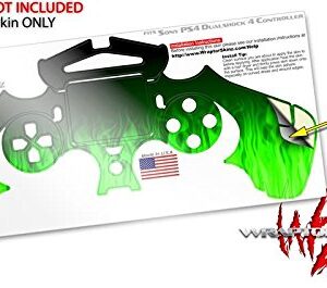 WraptorSkinz Skin compatible with Sony PS4 Dualshock Controller PlayStation 4 Original Slim and Pro Fire Green (CONTROLLER NOT INCLUDED)