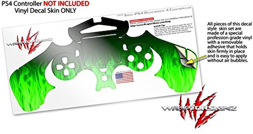 WraptorSkinz Skin compatible with Sony PS4 Dualshock Controller PlayStation 4 Original Slim and Pro Fire Green (CONTROLLER NOT INCLUDED)