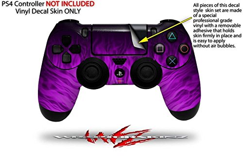 WraptorSkinz Skin Compatible with Sony PS4 Dualshock Controller Playstation 4 Original Slim and Pro Fire Purple (Controller NOT Included)